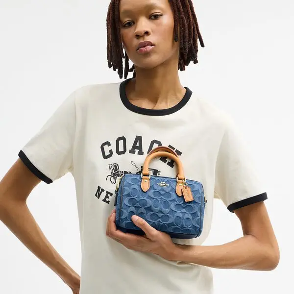 COACH OUTLET Coach Signature Denim Mini Rowan Crossbody Bag - Gold/indigo