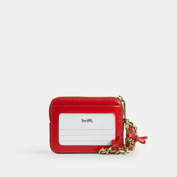 COACH OUTLET Zip Card Case With Bows - Gold/bright Cherry