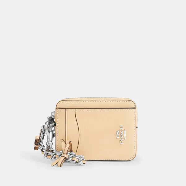 COACH OUTLET Zip Card Case With Bows - Silver/light Sand