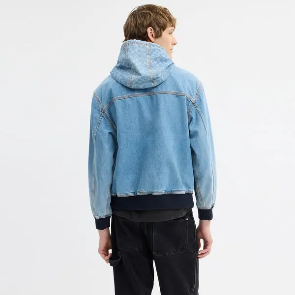COACH OUTLET Coach Signature Denim Zip Jacket