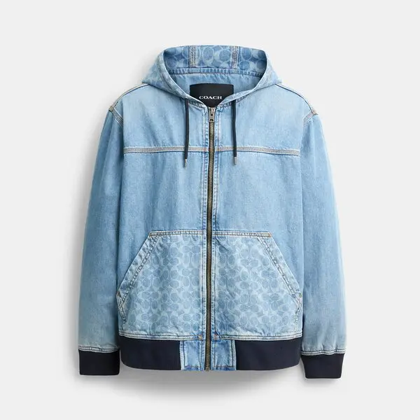 COACH OUTLET Coach Signature Denim Zip Jacket - Medium Wash