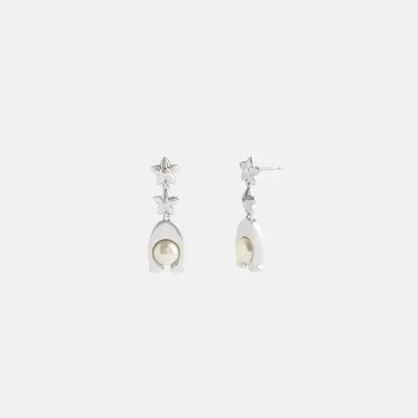 COACH OUTLET Coach Signature Pearl Drop Earrings - Silver/pearl