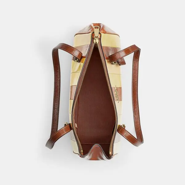 COACH OUTLET Coach Asher Striped Patchwork Shoulder Bag - Gold/redwood Multi