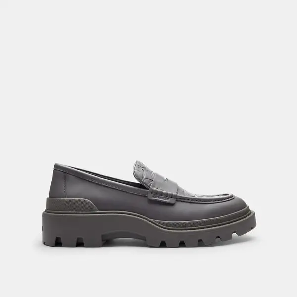 COACH OUTLET Coach Signature Print Loafer - Charcoal