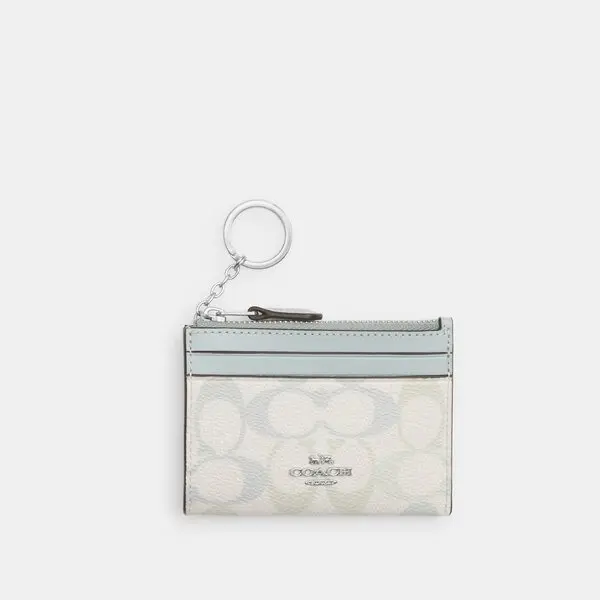 COACH OUTLET Mini Skinny Id Case In Signature Canvas - Silver/chalk/blue