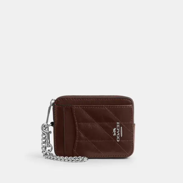 COACH OUTLET Zip Card Case With Quilting - Silver/maple