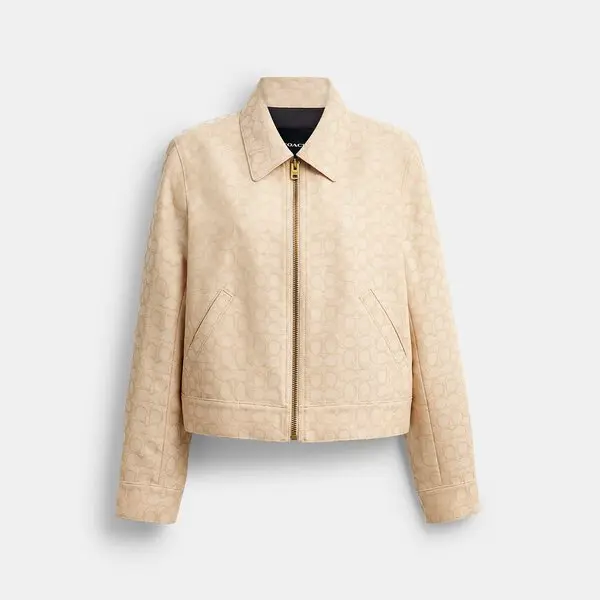 COACH OUTLET Coach Signature Zip Front Jacket - Light Khaki