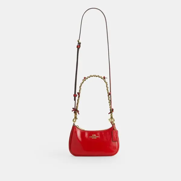 COACH OUTLET Teri Mini Crossbody Bag With Bow Detail - Gold/bright Cherry