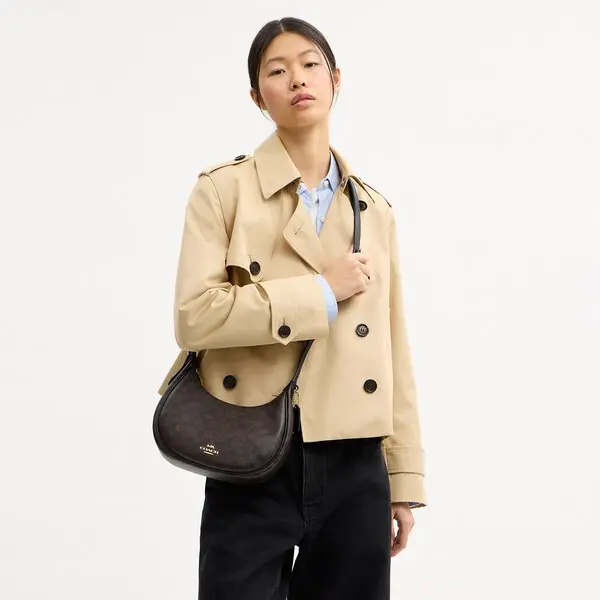COACH OUTLET Emily Shoulder Bag In Signature Canvas - Gold/walnut/black