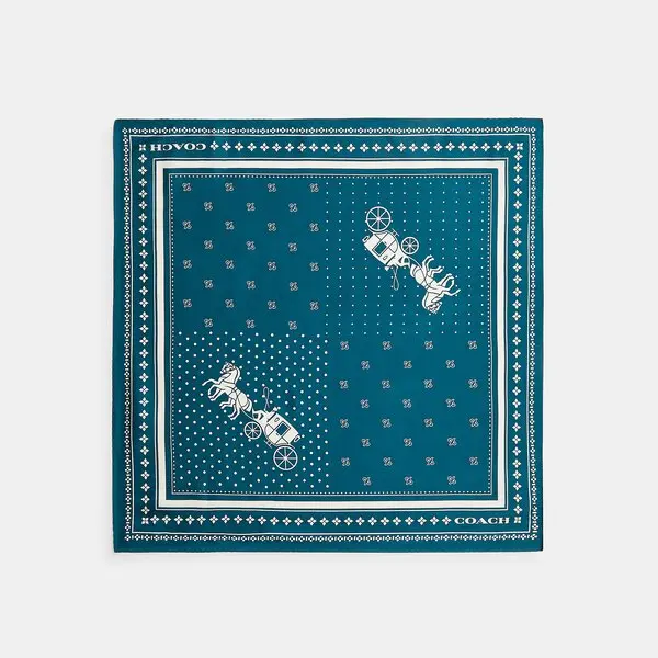COACH OUTLET Horse And Carriage Dot Print Silk Bandana - Teal