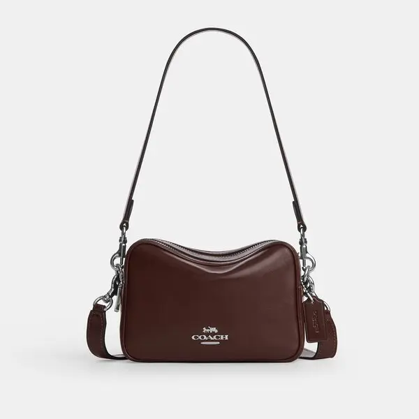 COACH OUTLET Mini Carey Crossbody Bag In Glazed Leather - Silver/maple
