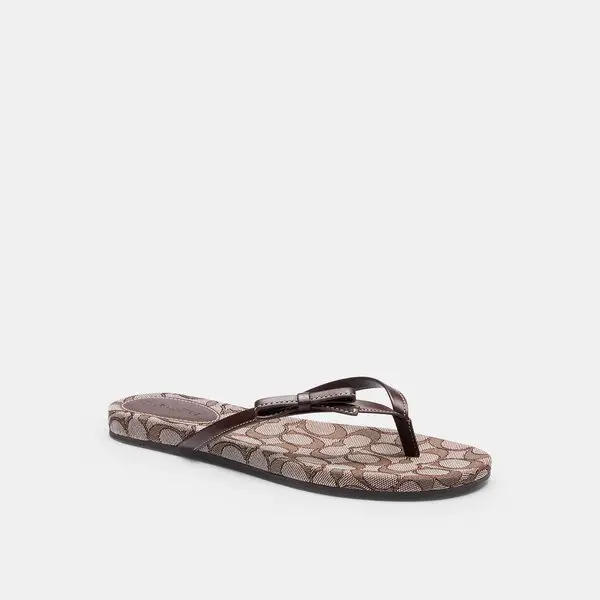 COACH OUTLET Bow Flip Flop In Signature Jacquard