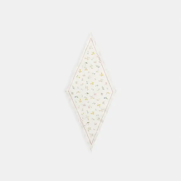 COACH OUTLET Tossed Floral Print Silk Diamond Scarf - Chalk