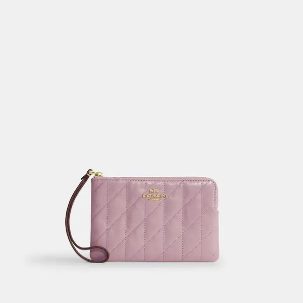COACH OUTLET Quilted Corner Zip Wristlet - Gold/carnation