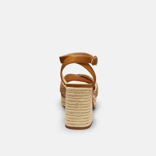 COACH OUTLET Block Heel Sandal With Raffia Detailing - Natural
