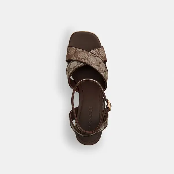 COACH OUTLET Coach Signature Jacquard Block Heel Sandal