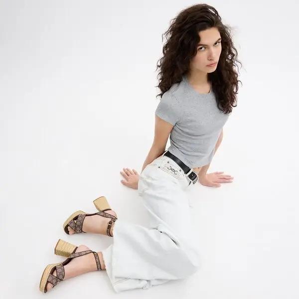 COACH OUTLET Coach Signature Jacquard Block Heel Sandal