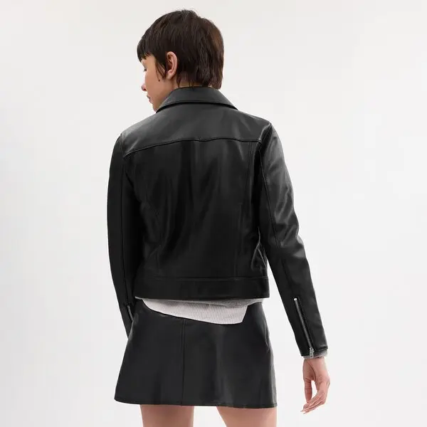 COACH OUTLET Leather Moto Jacket - Black