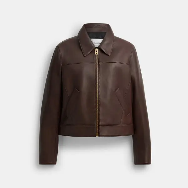 COACH OUTLET Leather Jacket - Maple