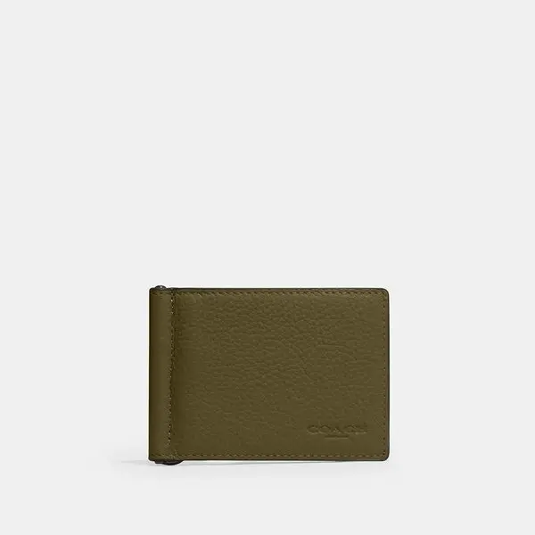 COACH OUTLET Slim Money Clip Billfold Wallet - Gunmetal/olive