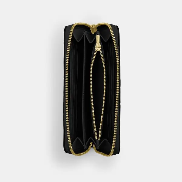 COACH OUTLET Long Zip Around Wallet In Signature Leather - Gold/black