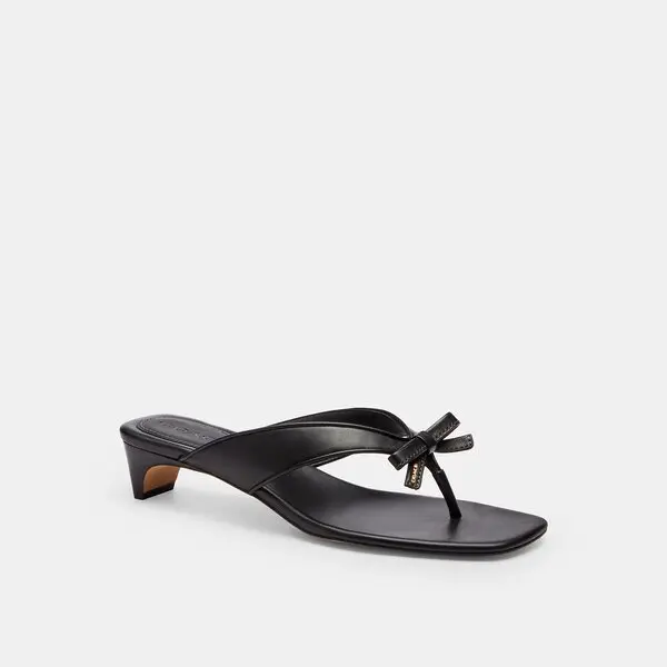 COACH OUTLET Coach Bow Thong Kitten Heel Sandals - Black