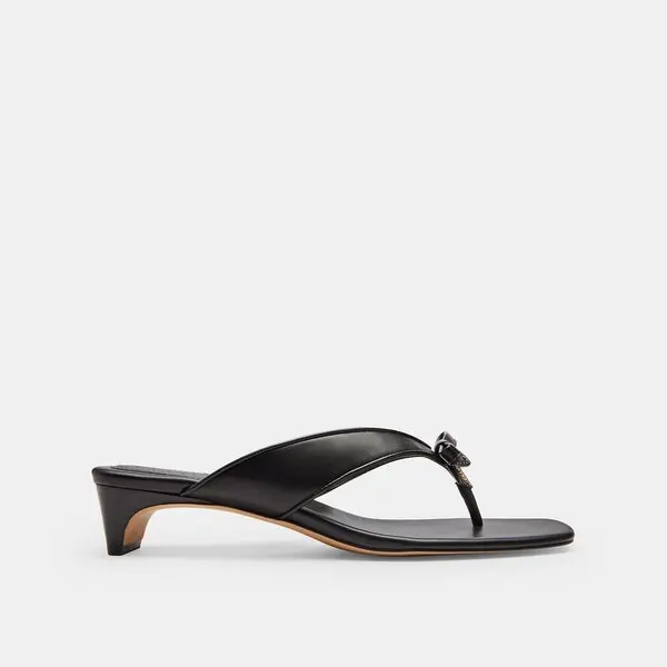 COACH OUTLET Bow Thong Kitten Heel Sandals - Black