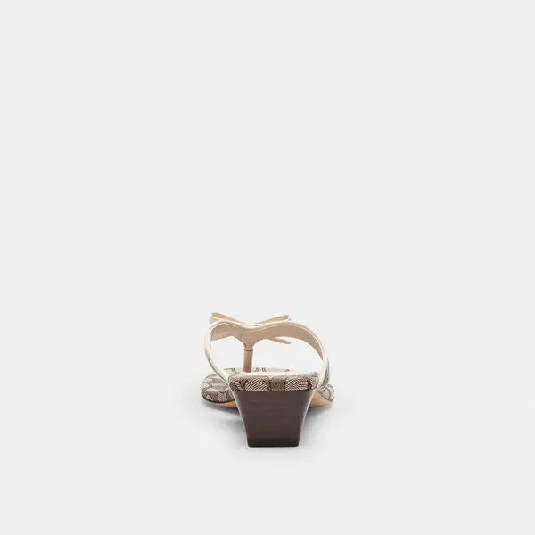 COACH OUTLET Coach Signature Jacquard Bow Thong Kitten Heel - Oak/chalk