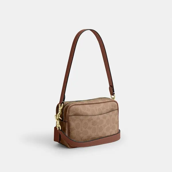 COACH OUTLET Coach Signature Canvas Mini Carey Crossbody Bag - Gold/tan/brown