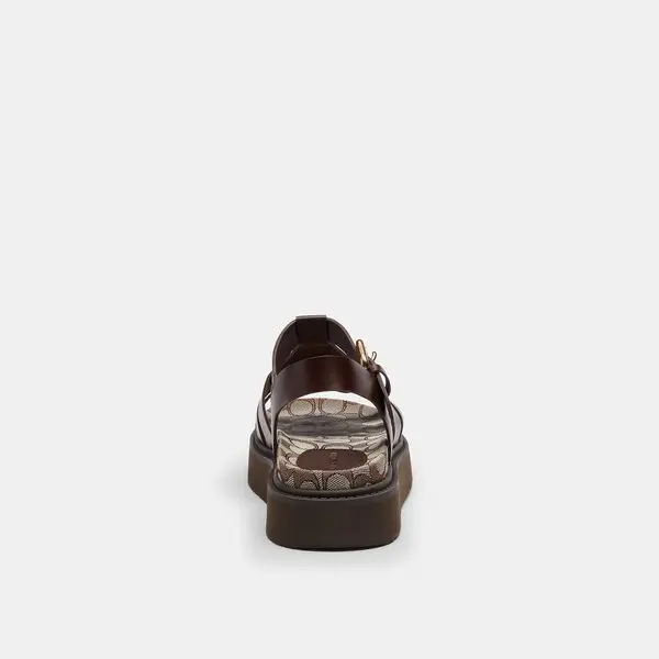 COACH OUTLET Coach Signature Jacquard Lug Sole Sandal - Maple/oak