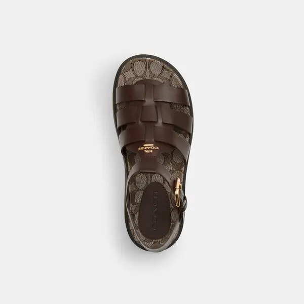 COACH OUTLET Coach Signature Jacquard Lug Sole Sandal - Maple/oak