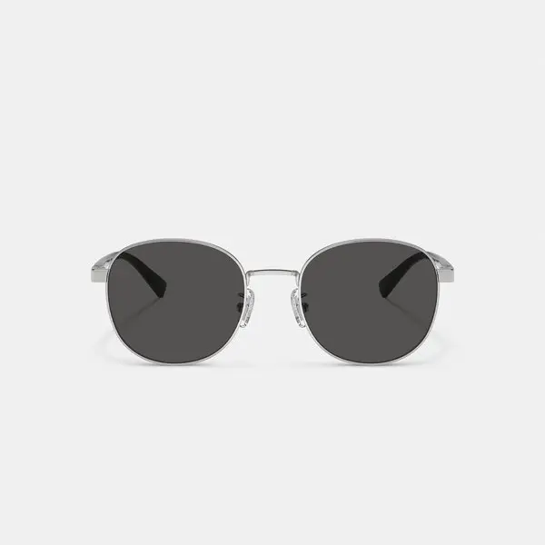 COACH OUTLET Metal Round Sunglasses - Silver/black