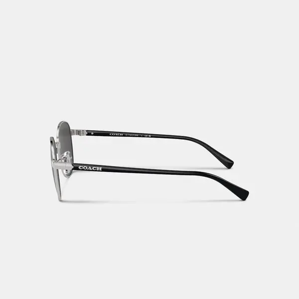 COACH OUTLET Metal Round Sunglasses - Silver/black
