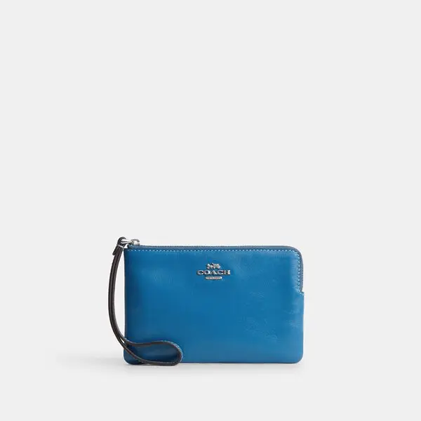 COACH OUTLET Corner Zip Wristlet - Silver/blue Jay