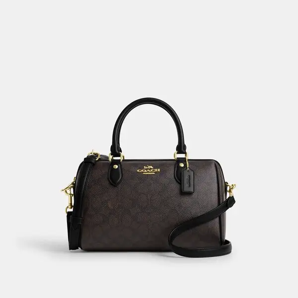 COACH OUTLET Rowan Satchel Bag - Gold/walnut/black