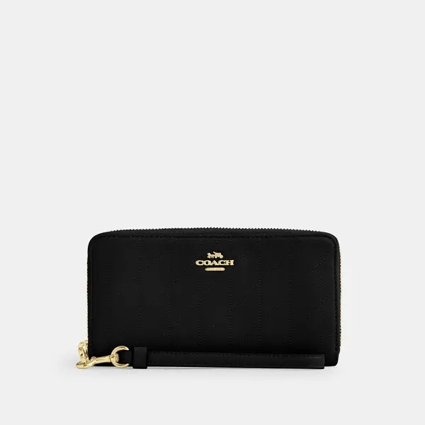 COACH OUTLET Long Zip Around Wallet With Quilting - Gold/black