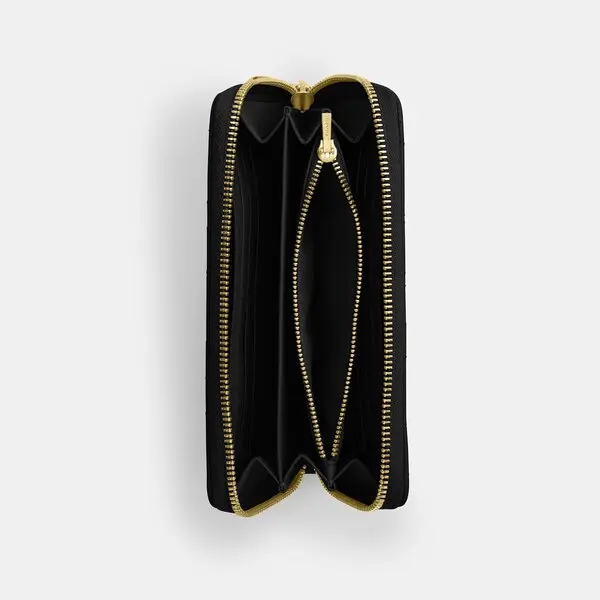 COACH OUTLET Long Zip Around Wallet With Quilting - Gold/black