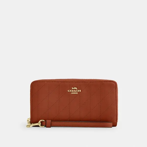 COACH OUTLET Long Zip Around Wallet With Quilting - Gold/cinnamon