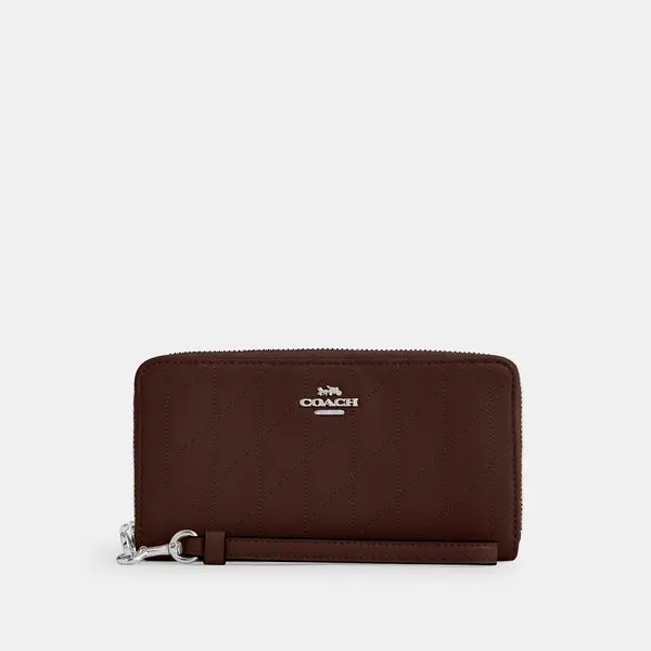 COACH OUTLET Long Zip Around Wallet With Quilting - Silver/maple