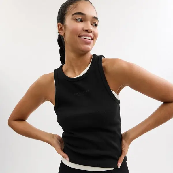 COACH OUTLET New York Ribbed Tank Top - Black