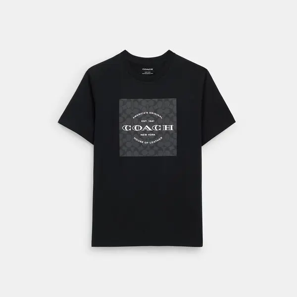 COACH OUTLET Signature Square T-shirt In Organic Cotton - Black