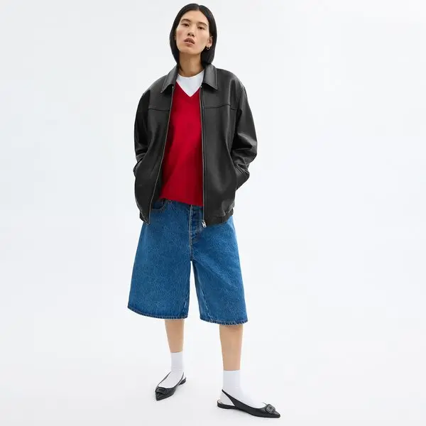 COACH OUTLET Oversized Leather Bomber Jacket