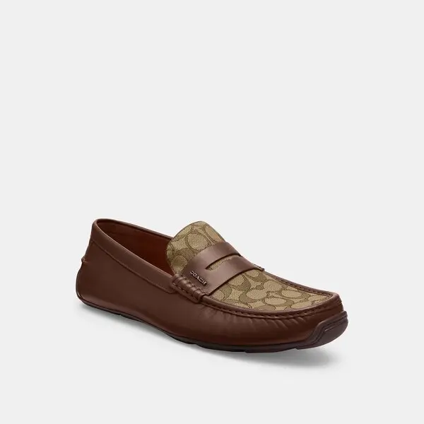 COACH OUTLET Coach Signature Jacquard Loafers - Dark Saddle