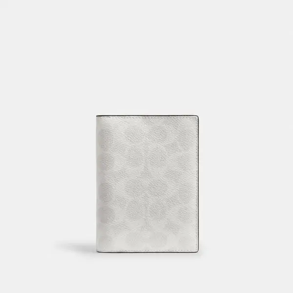 COACH OUTLET Passport Card Case In Signature Canvas - Gunmetal/chalk/black