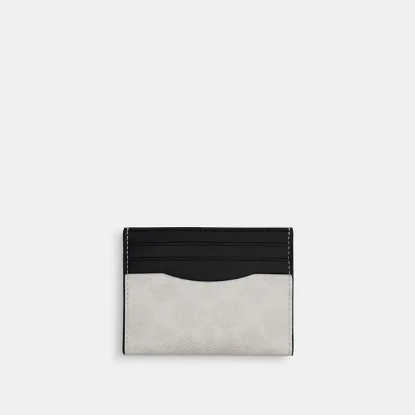 COACH OUTLET Slim Id Card Case In Signature Canvas - Chalk/black