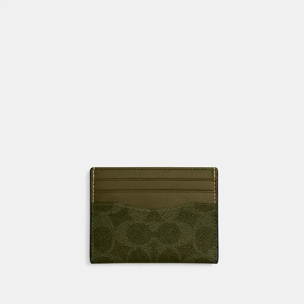 COACH OUTLET Slim Id Card Case In Signature Canvas - Moss Green