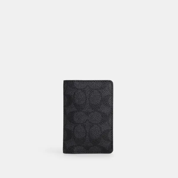 COACH OUTLET Id Wallet In Signature Canvas - Charcoal/black
