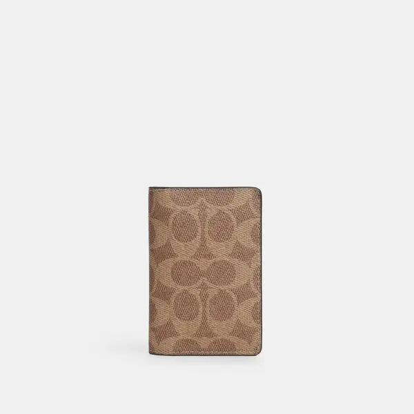 COACH OUTLET Id Wallet In Signature Canvas - Tan & Black