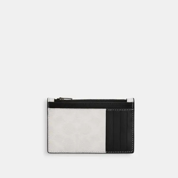 COACH OUTLET Zip Card Case In Signature Canvas - Chalk/black