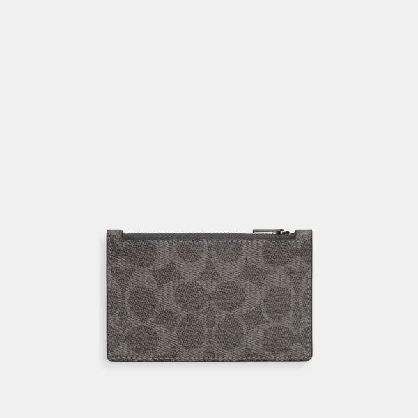 COACH OUTLET Zip Card Case In Signature Canvas - Gunmetal/grey/charcoal